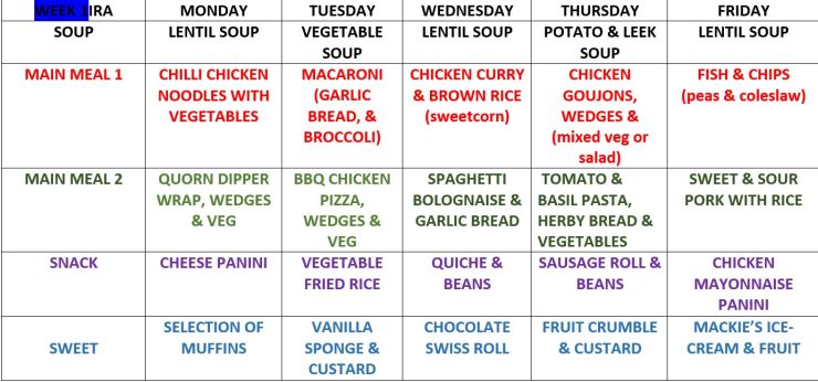 School Lunch Menu :: Irvine Royal Academy